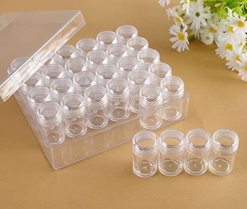 Tosnail 60 Clear Plastic Screw-Top Storage Containers for Diamond Painting, Beads, Sequins, Nails, Jewelry Making