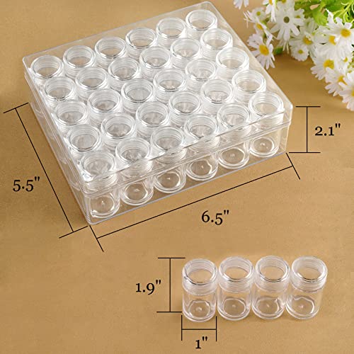 Tosnail 60 Clear Plastic Screw-Top Storage Containers for Diamond Painting, Beads, Sequins, Nails, Jewelry Making