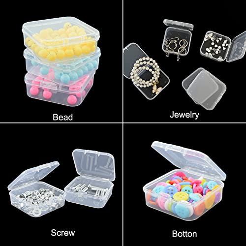 ZOQINI 28Pcs Bead Organizer and Storage Small Transparent Plastic Containers with Lids Large Craft Storage Box with Hinged Lid Stackable with Non-slip Design Store Screws Small Parts Jewelry Diamonds