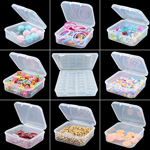 ZOQINI 28Pcs Bead Organizer and Storage Small Transparent Plastic Containers with Lids Large Craft Storage Box with Hinged Lid Stackable with Non-slip Design Store Screws Small Parts Jewelry Diamonds