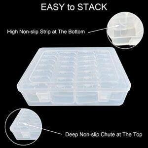 ZOQINI 28Pcs Bead Organizer and Storage Small Transparent Plastic Containers with Lids Large Craft Storage Box with Hinged Lid Stackable with Non-slip Design Store Screws Small Parts Jewelry Diamonds