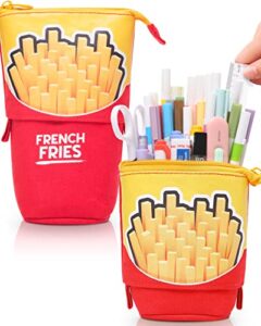 sooez standing pencil case, cute french fries pop up pencil case, durable pen pouch, telescopic pencil holder, kawaii stand up pencil case, spacious pencil pouch portable pencil bag for school office