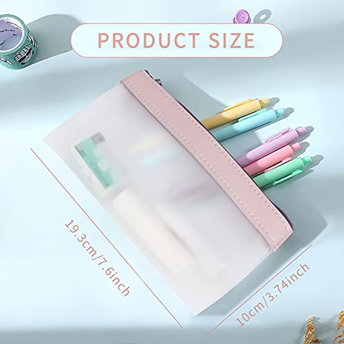 Toplive 3 Pcs Pencil Case Set, Clear Pencil Pouches, TPU Zipper Pen Case Bag, Pencil Storage Pouch, Makeup Bag for Women, Portable Office Stationery Pouch for Students Adults