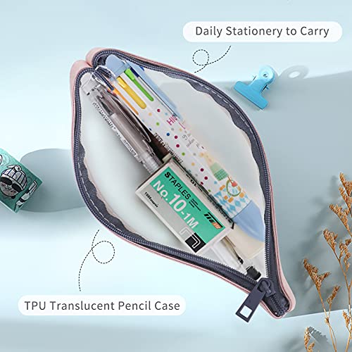 Toplive 3 Pcs Pencil Case Set, Clear Pencil Pouches, TPU Zipper Pen Case Bag, Pencil Storage Pouch, Makeup Bag for Women, Portable Office Stationery Pouch for Students Adults