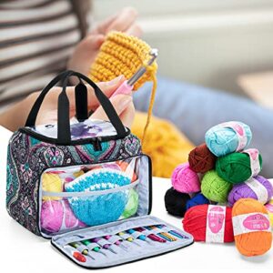 LoDrid Small Yarn Storage Bag with 2 Grommets, Portable Knitting Tote for Knitting Kit & Crochet Accessories, Yarn Project Organizer for Knitting Supplies Set for Adults & Kids, Totem (Bag Only)