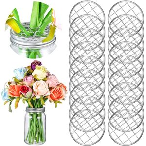 mason jar flower insert lid insert metal flower lid insert flower organizer lid insert with square grids for regular mouth mason canning jars (8)