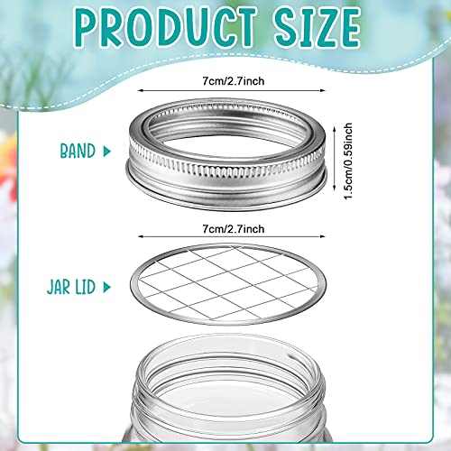 Mason Jar Flower Insert Lid Insert Metal Flower Lid Insert Flower Organizer Lid Insert with Square Grids for Regular Mouth Mason Canning Jars (8)