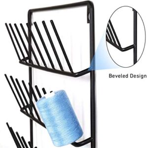 HAITARL 32-Spool Sewing Thread Rack, Wall-Mounted Metal Sewing Thread Holder with Hanging Tools, Metal Rack for Organize Sewing Thread, Embroidery-Suitable for Large Thread