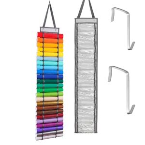 la queenie vinyl rolls storage organizer,vinyl storage rack with 24 roll compartments,wall mount vinyl holder bag for craft room,door,closet,wrapping paper