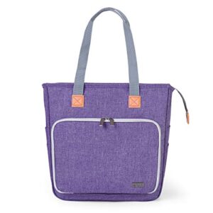 Luxja Knitting Tote Bag, Yarn Storage Bag for Carrying Projects, Knitting Needles, Crochet Hooks and Other Accessories, Purple