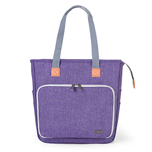 Luxja Knitting Tote Bag, Yarn Storage Bag for Carrying Projects, Knitting Needles, Crochet Hooks and Other Accessories, Purple