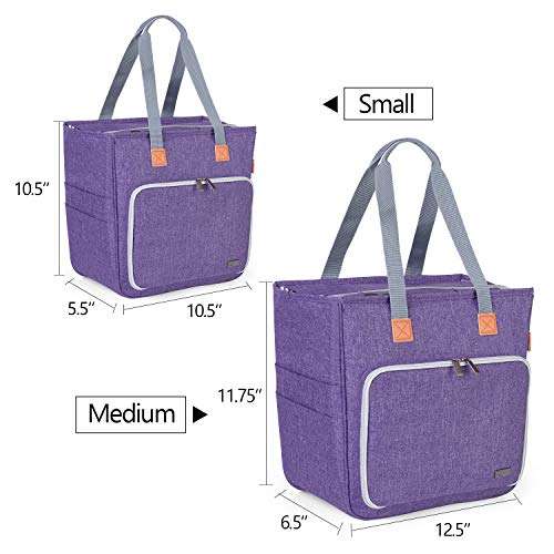 Luxja Knitting Tote Bag, Yarn Storage Bag for Carrying Projects, Knitting Needles, Crochet Hooks and Other Accessories, Purple