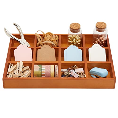 Juvale Wooden Drawer Organizer with 12 Compartments, Sorting Tray (13.2 x 9.2 in)