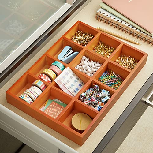 Juvale Wooden Drawer Organizer with 12 Compartments, Sorting Tray (13.2 x 9.2 in)