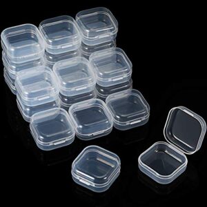 36 pieces rectangle clear plastic containers transparent beads storage containers box jewelry storage box case with hinged lid for small items beads jewelry (1.3 x 1.3 x 0.7 inches)