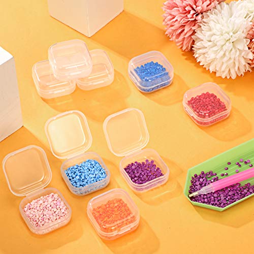 36 Pieces Rectangle Clear Plastic Containers Transparent Beads Storage Containers Box Jewelry Storage Box Case with Hinged Lid for Small Items Beads Jewelry (1.3 x 1.3 x 0.7 Inches)