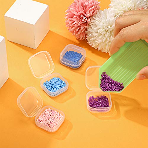 36 Pieces Rectangle Clear Plastic Containers Transparent Beads Storage Containers Box Jewelry Storage Box Case with Hinged Lid for Small Items Beads Jewelry (1.3 x 1.3 x 0.7 Inches)