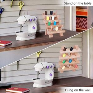 PH PandaHall 12 Spool/Cone Small Foldable Wooden Thread Rack Holder Sewing Embroidery Thread Holder Sewing Organizer for Sewing Embroidery, Burlywood