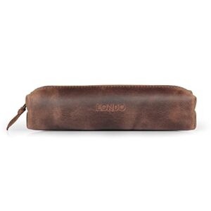 Londo Genuine Leather Zipper Pen, Pencil & Cosmetic Case(Cinnamon)