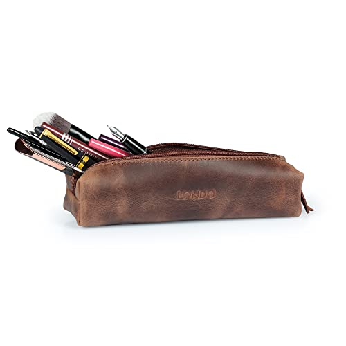 Londo Genuine Leather Zipper Pen, Pencil & Cosmetic Case(Cinnamon)