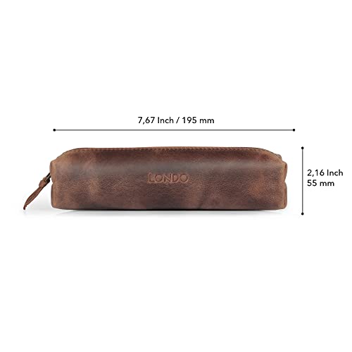 Londo Genuine Leather Zipper Pen, Pencil & Cosmetic Case(Cinnamon)