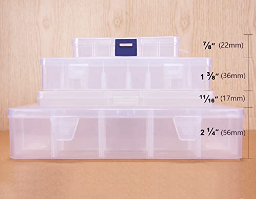 Ginsco 4 Pack Clear Plastic Adjustable Divider Organizer Multifunction Box Storage Container Set for Beads Earrings Jewelry DIY Crafts Loom Bands Office supplies Fishing Tackle Hand Tool