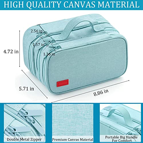 Large Capacity Pen Pencil Case Stationery Storage Large Handle Pen Pouch Bag 3 Layers Pen Pencil Organizer Bag with Double Zipper, Cosmetic Bag for College Students Men Women Girls Adults