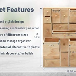 HYGGEHAUS Art Organizer & Storage - 24 Drawer Crafts Organization | Apothecary Cabinet Dresser Chest | DIY Advent Wooden Calendar | Comes Fully Assembled, Solid Pine Wood - L:12.5" x H:14.5" x D:4"