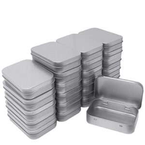 24 pack metal rectangular empty hinged tins box containers mini portable box small storage kit, home organizer, 3.75 by 2.45 by 0.8 inch silver