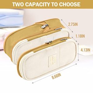 LHMTQVK Large Pencil Case Pencil Pouch Can Expand Pencil Bag Big Capacity Pencil Bag Large Storage Pouch Pencil Case Aesthetic Pencil Cases for Adults Cute Pencil Pouch (khaki beige)