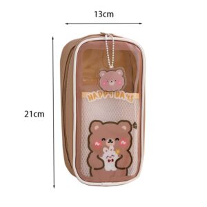 Kawaii Pencil Case Aesthetic Cute Pencil Case for Girls (Brown)