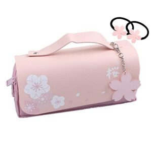 kawaii cherry blossom pencil bag pink sweet pencil case large capacity stationery pouch school supplies makeup bag (pink)