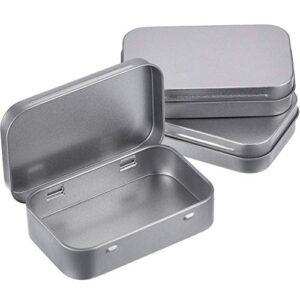 3 pack 3.75 by 2.45 by 0.8 inch silver metal rectangular empty hinged tins box containers with lids mini portable box small storage kit, home organizer