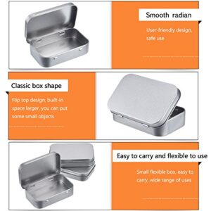 3 Pack 3.75 by 2.45 by 0.8 Inch Silver Metal Rectangular Empty Hinged Tins Box Containers with Lids Mini Portable Box Small Storage Kit, Home Organizer