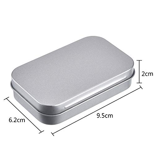 3 Pack 3.75 by 2.45 by 0.8 Inch Silver Metal Rectangular Empty Hinged Tins Box Containers with Lids Mini Portable Box Small Storage Kit, Home Organizer