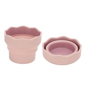 2Pcs Collapsible Paint Brush Washer, Portable Silicone Washing Bucket Brush Holder Cleaner Painting Water Cup for Watercolor Oil Painting(Pink)