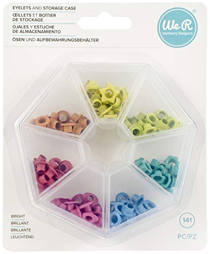 We R Memory Keepers 0633356603849 Storage Crop-A-Dile-Eyelets and Case-Bright (141 Pieces)