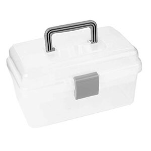 tosnail 10-inch 2 layers clear plastic craft organizer box storage container for sewing, painting, arts