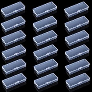 18 pieces small plastic case small storage containers clear storage case small plastic box with lid containers for bobby pin swab, craft, jewelry, coin, screw, bead, 3.9 x 1.6 x 0.6 inch