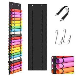 vinyl storage organizer – vinyl roll holder 48 elastic compartments vinyl roll storage rack bag wall mount/hanging over the door for craft room with 2 hooks and 1 lanyard