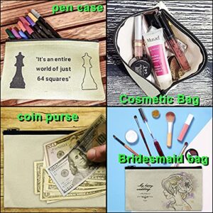 10 Pieces Canvas Zipper Bag Blank Makeup Bags Diy Craft Pouch Pencil Case Travel Cosmetic Toiletry Bag Multipurpose Pack Cotton Multi-Purpose Beige Pouches Bulk for School Storage Gift 8 X 4.7 Inches