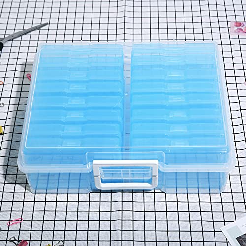 Naivees Photo Case 4" x 6" Photo Storage Case - 16 Inner Photo Organizer Boxes Transparent Craft Keeper Photo Storage Containers Box for Photos, Pictures,Art(Blue)