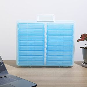 Naivees Photo Case 4" x 6" Photo Storage Case - 16 Inner Photo Organizer Boxes Transparent Craft Keeper Photo Storage Containers Box for Photos, Pictures,Art(Blue)