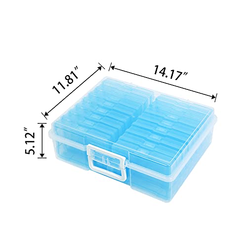 Naivees Photo Case 4" x 6" Photo Storage Case - 16 Inner Photo Organizer Boxes Transparent Craft Keeper Photo Storage Containers Box for Photos, Pictures,Art(Blue)