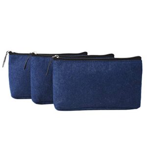 Mr. Pen- Pencil Case, Pencil Pouch, 3 Pack, Blue, Felt Fabric Pencil Case, Pen Bag, Pencil pouch Small, Pen Case, School Supplies, Pencil Case, Pencil Bags, Pen Pouch, Pencil Pouches with Zipper