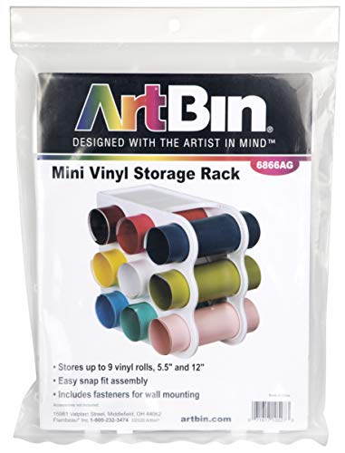 ArtBin 6866AG Mini Vinyl Storage Rack, Organizer up to 9 (5.5") Vinyl Rolls, White, 1 Rack