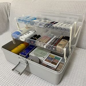 13 Inch Sewing Box Three Layers, Plastic Craft Organizers and Storage, Multifunction Craft Box/Organizer Box/First Aid Box/Medicine Box/Tool Organizers and Storage with Lids