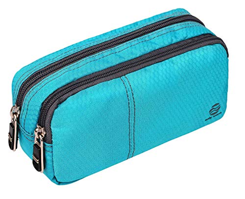 Pencil Case Large Capacity Pen Bag Makeup Pouch Durable Students Stationery Two Big Pockets With Double Zipper Green