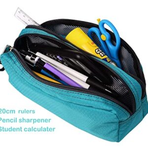 Pencil Case Large Capacity Pen Bag Makeup Pouch Durable Students Stationery Two Big Pockets With Double Zipper Green