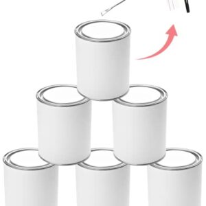 BLYSK Empty Metal Quart Paint Cans with Lids Paint Storage Containers Unlined Multipurpose Storage for Art and Crafts DIY Projects Painting Garage Organization Parties, Free Can Open, Marker & Labels (6, White)